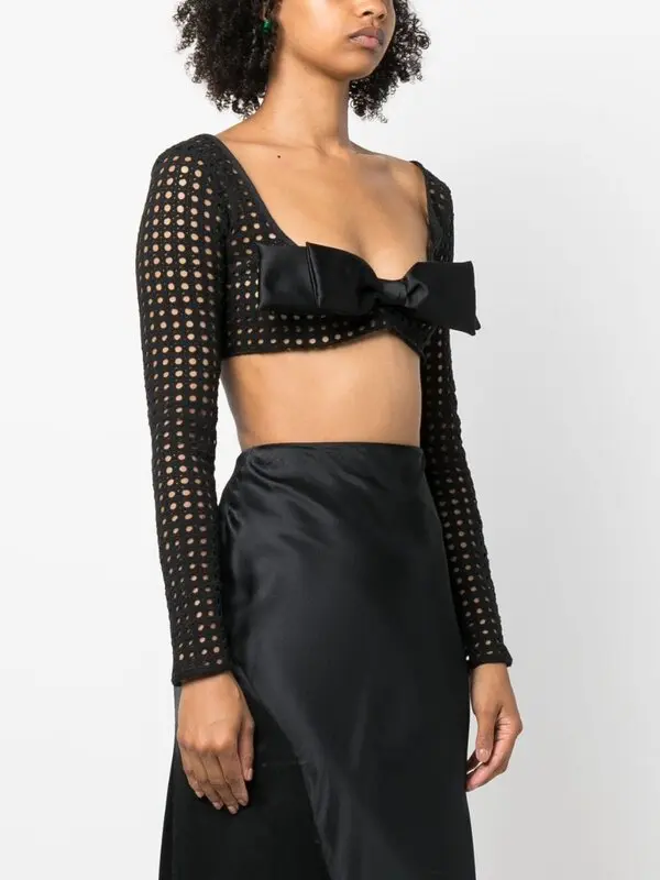 Giambattista Valli Macramé Bow Crop Top