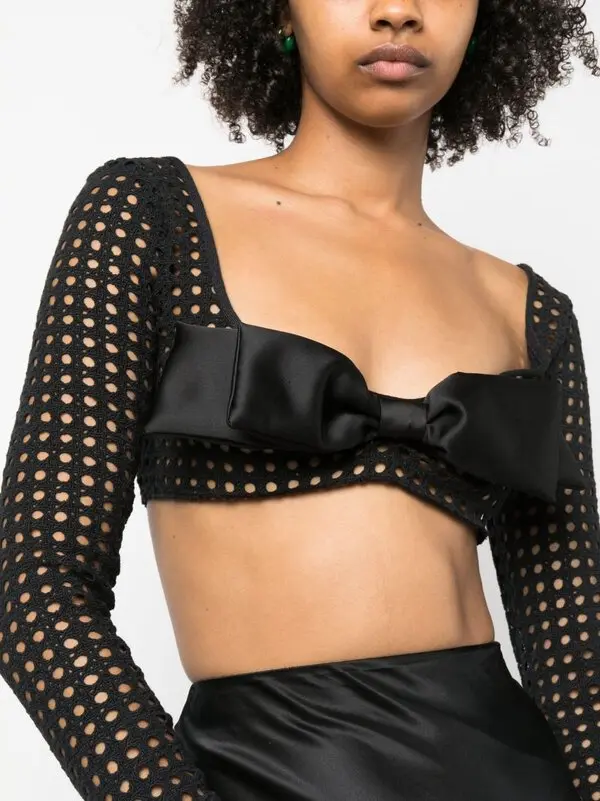 Giambattista Valli Macramé Bow Crop Top