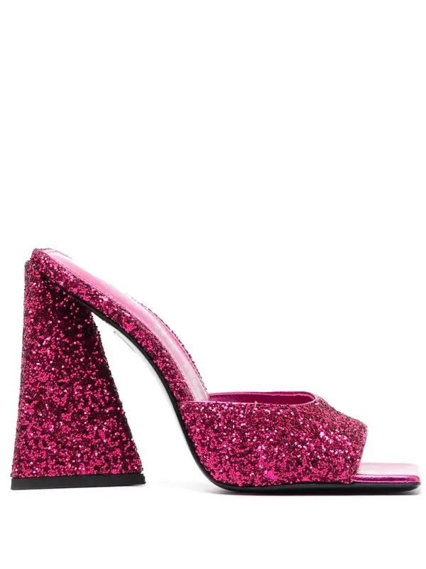 Attico Devon 115mm Glitter Mules - Pink