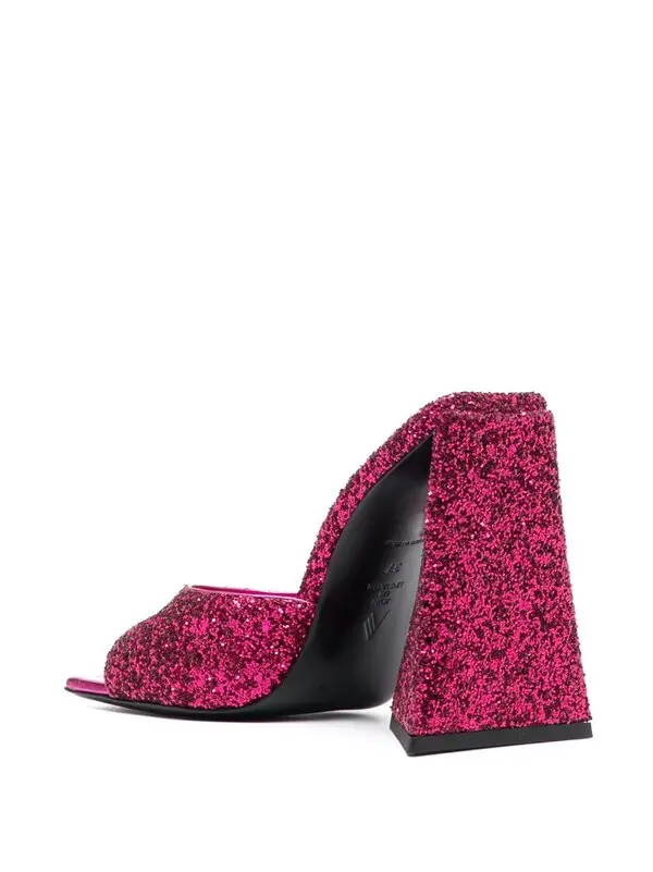 Attico Devon 115mm Glitter Mules - Pink