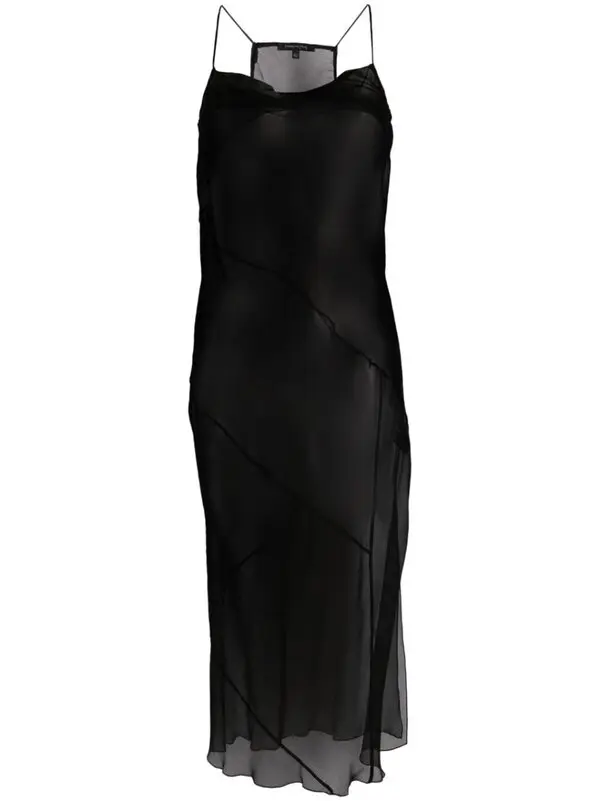 Patrizia Pepe Sheer Slip Midi Dress - Black
