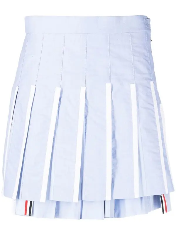 Thom Browne Pleated High-waist Mini Skirt - Blue