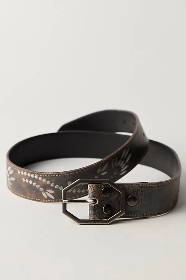 Bed Stu Woodstock Leather Belt - Silver Lux