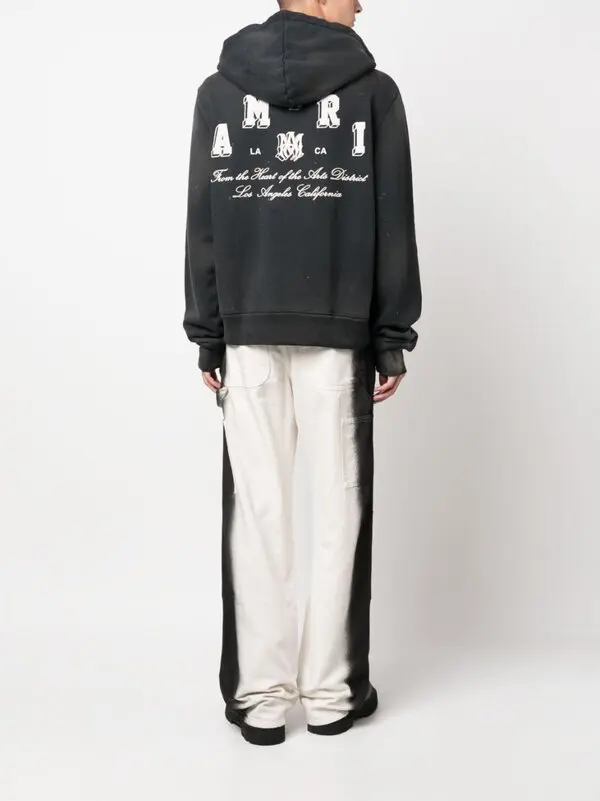Amiri Paint-Splatter Detail Zipped Hoodie - Black | Editorialist