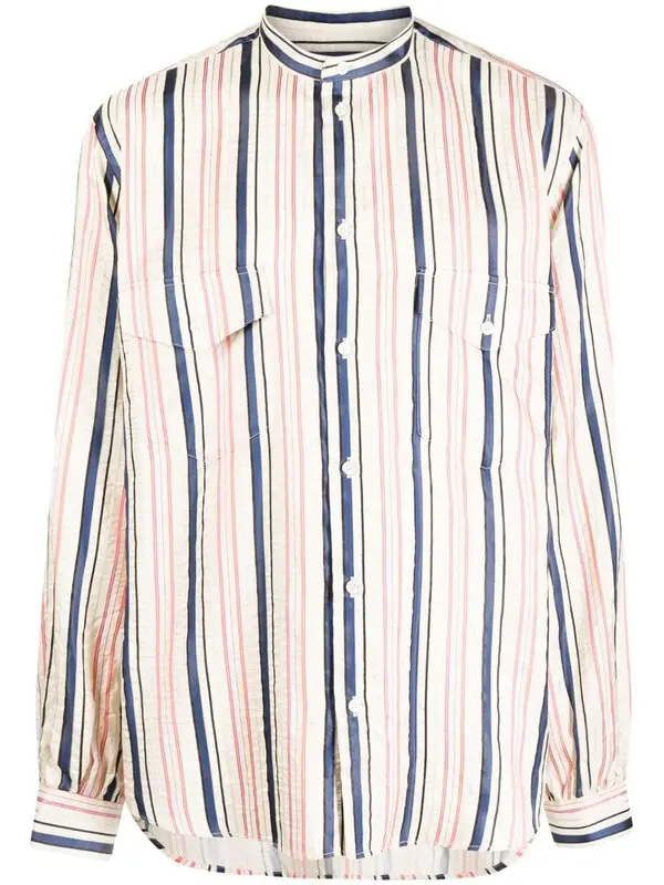 Bally Stripes-print Silk Shirt - Neutrals