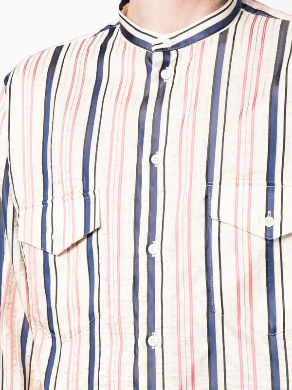 Bally Stripes-print Silk Shirt - Neutrals