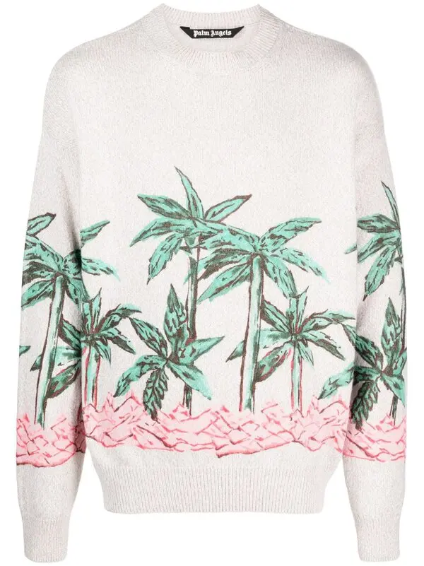 Palm Angels Palms Row-print Sweatshirt - Neutrals