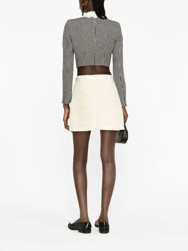 SELF-PORTRAIT Belted Bouclé Miniskirt