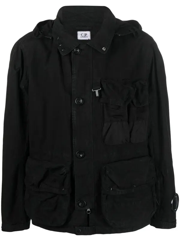 C.P. COMPANY Cargo-pocket Cotton Hooded Jacket - Black