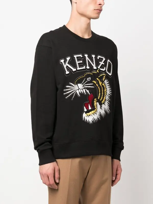 Kenzo Cotton Sweatshirt With Varsity Jungle Logo Embroidery