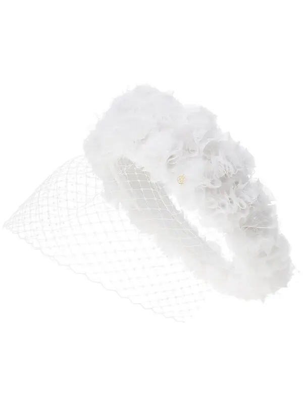 MAISON MICHEL Constance Tulle Tiara - White