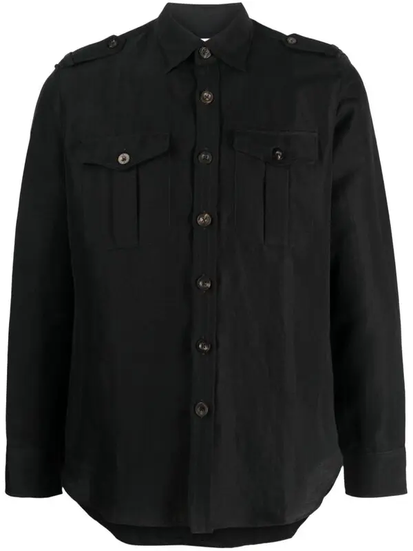 PT TORINO Long-sleeves Cotton-linen-blend Shirt