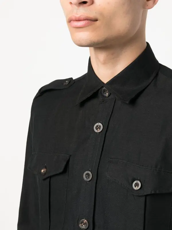 PT TORINO Long-sleeves Cotton-linen-blend Shirt