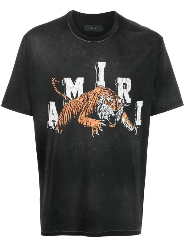 Amiri Tiger-graphic T-shirt - Black