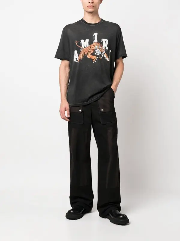 Amiri Tiger-graphic T-shirt - Black
