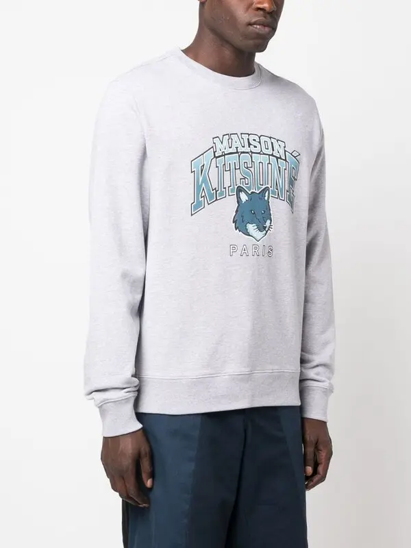 Maison Kitsuné Logo-print Cotton Sweatshirt - Grey