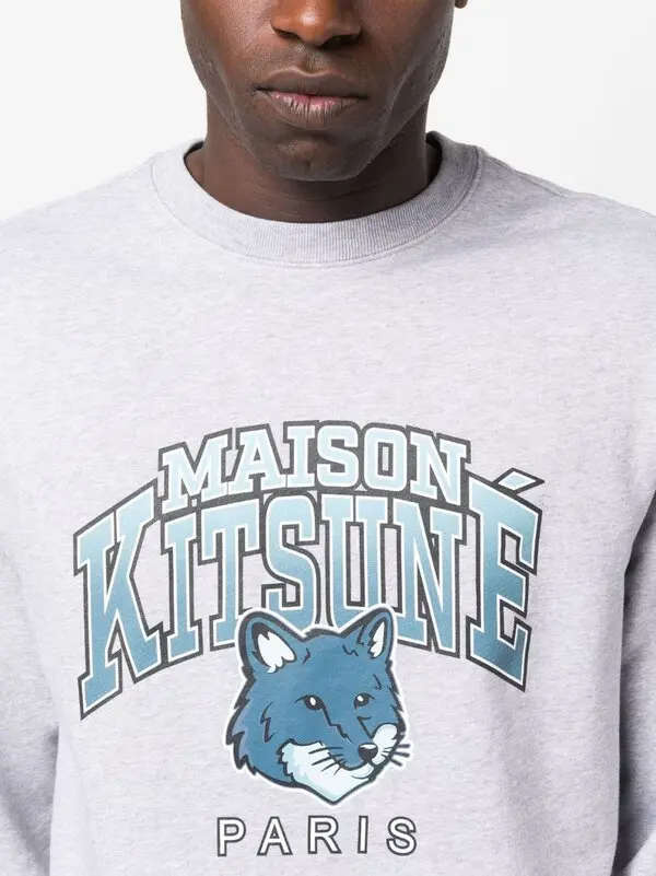 Maison Kitsuné Logo-print Cotton Sweatshirt - Grey