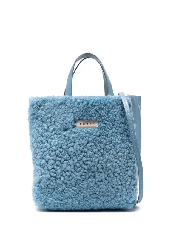 Marni Logo-patch Shearling Tote Bag