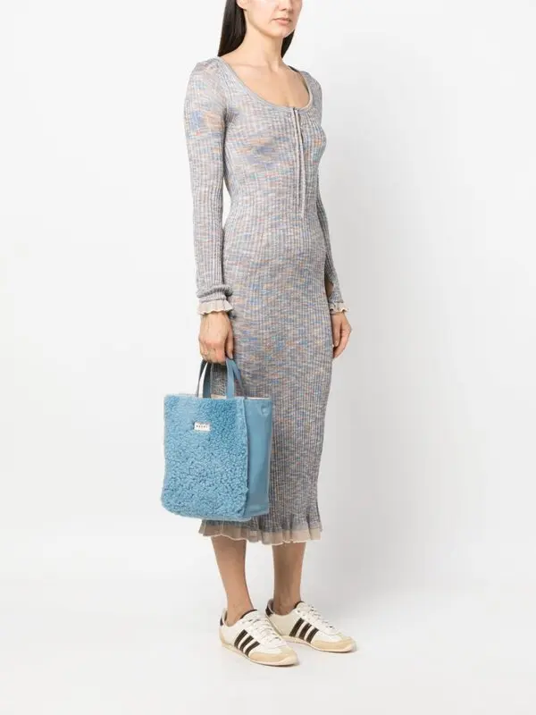 Marni Logo-patch Shearling Tote Bag