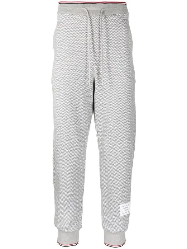 Thom Browne Herringbone-pattern Logo-patch Track Pants