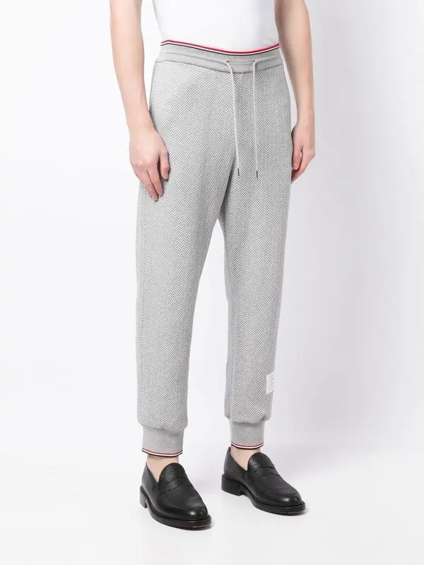 Thom Browne Herringbone-pattern Logo-patch Track Pants