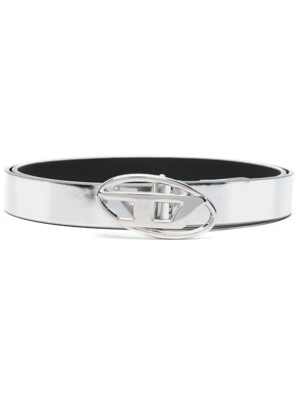 DIESEL 1dr Logo-buckle Belt - Silver