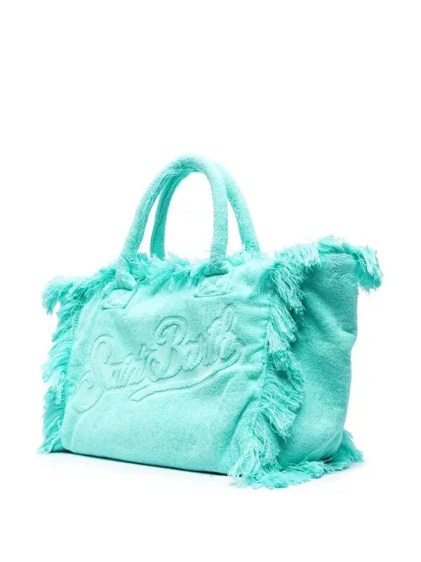MC2 SAINT BARTH Terry Cloth Embossed Logo Vanity Bag With Fringe - Blue