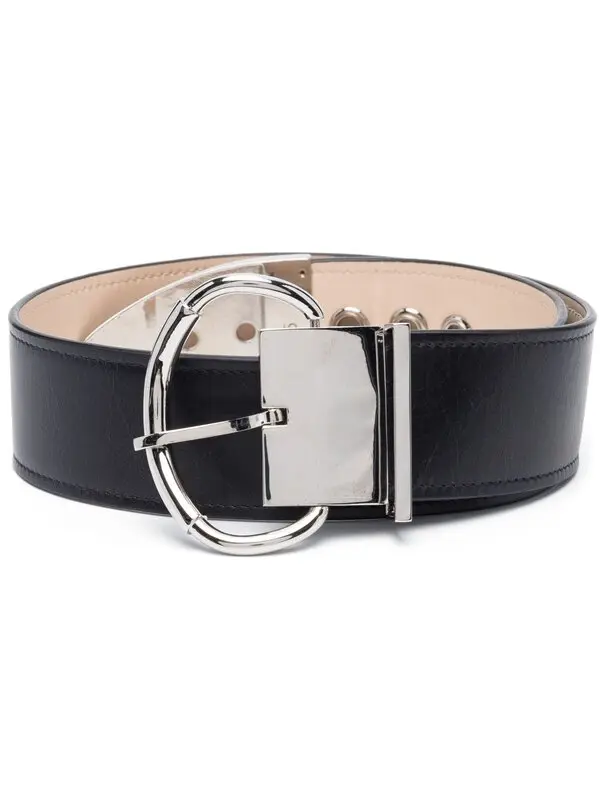 Rabanne Oversized-buckle Leather Belt - Black
