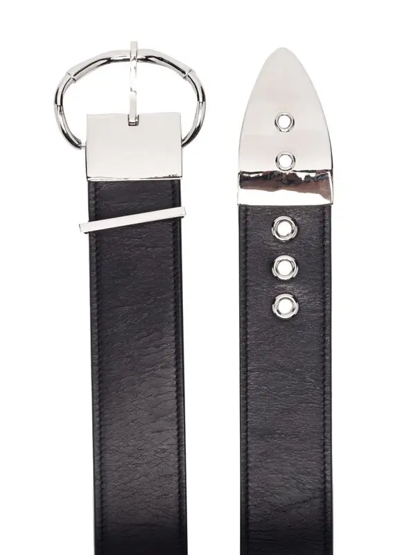Rabanne Oversized-buckle Leather Belt