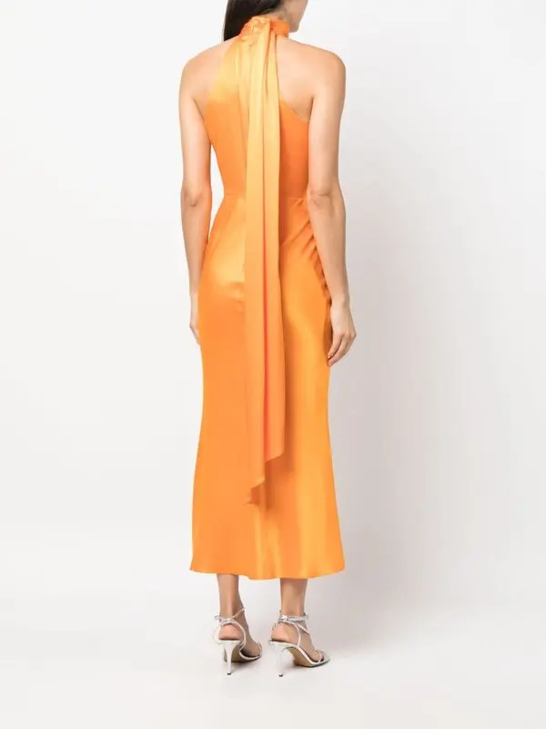 orange starfish dress Amanda Uprichard Ashton Starfish Halterneck Maxi Dress