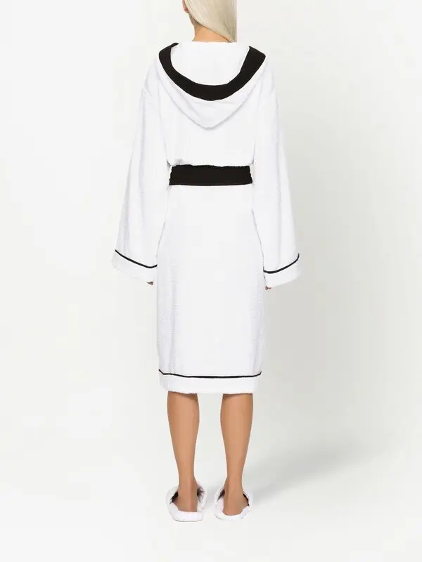 Dolce & Gabbana Embroidered-logo Tie-waist Robe - White
