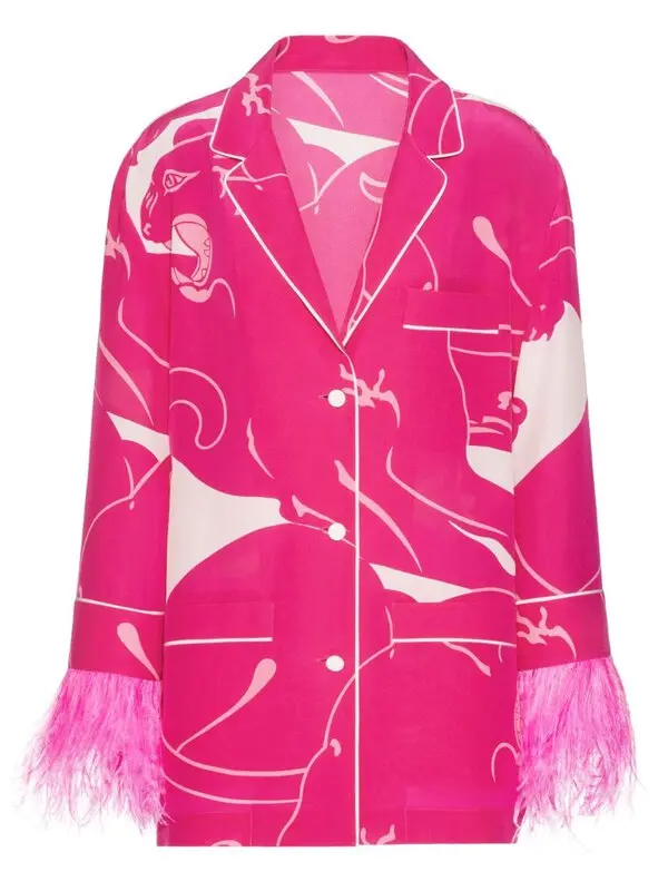 Valentino Garavani Panther Crepe De Chine Blouse - Pink