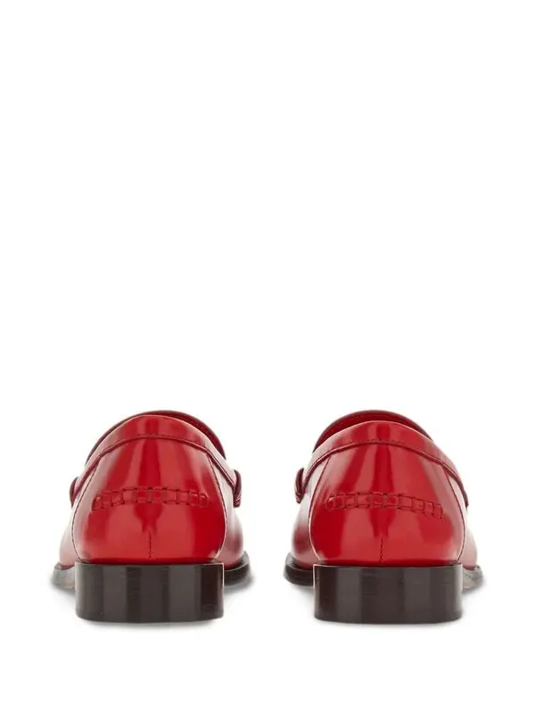FERRAGAMO Logo-embossed Leather Loafers - Red