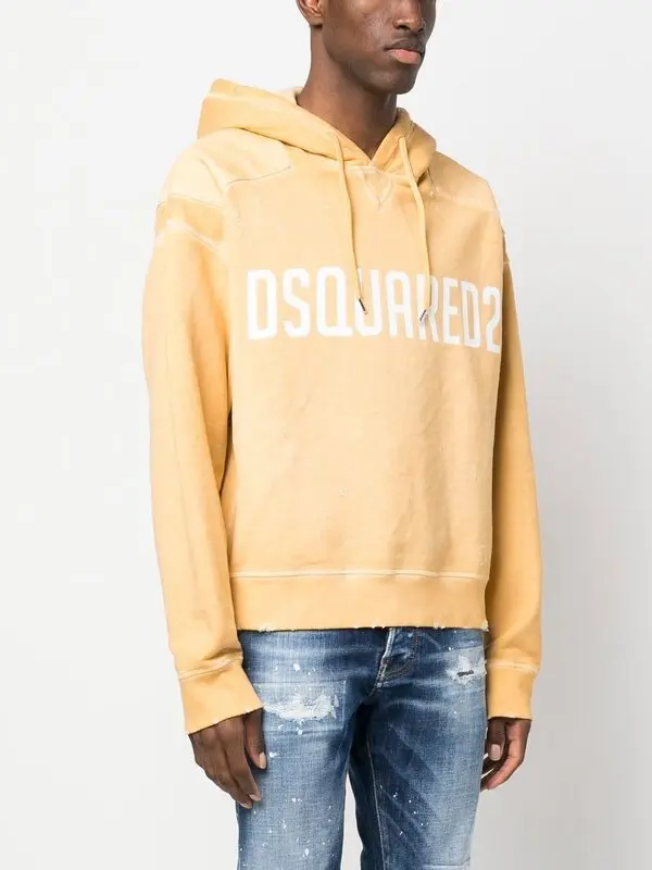 Dsquared2 Logo Print Distressed Hoodie