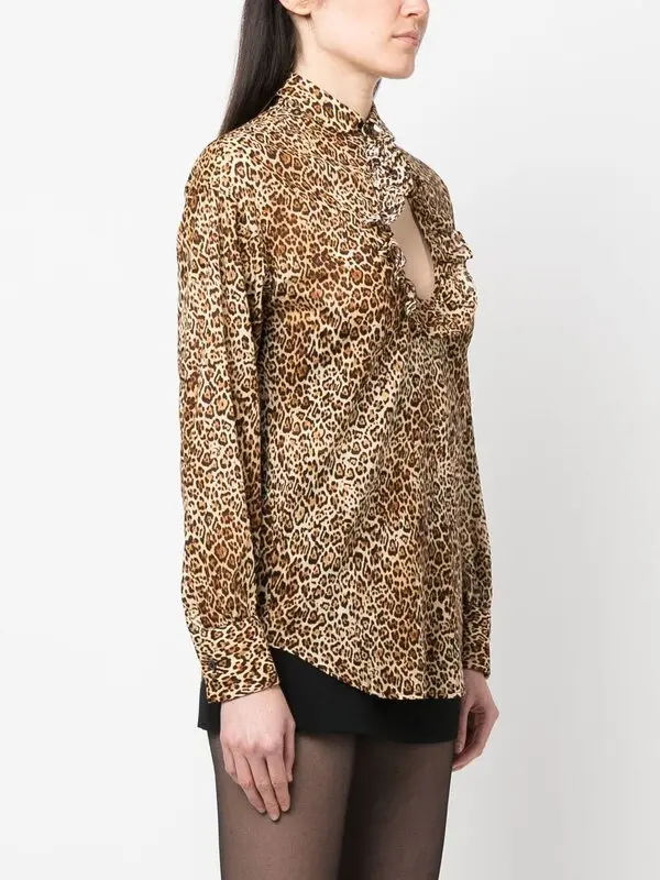 Dsquared2 Leopard-print Cut-out Blouse - Brown