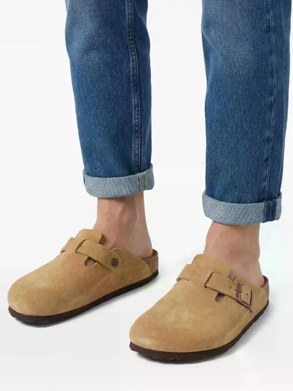 BIRKENSTOCK Boston Buckled Suede Sandals - Neutrals