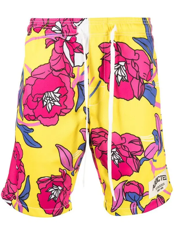 P.a.r.o.s.h Floral-print Knee-length Shorts - Yellow