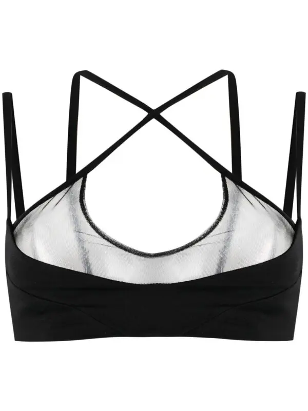 Attico Mesh-panel Criss-cross Bralette Top - Black