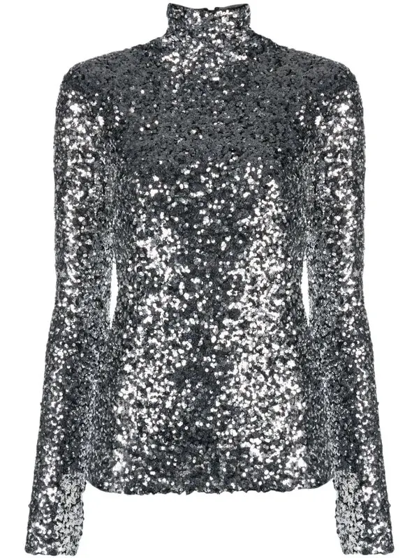 Patrizia Pepe Sequin-embellished High-neck T-shirt