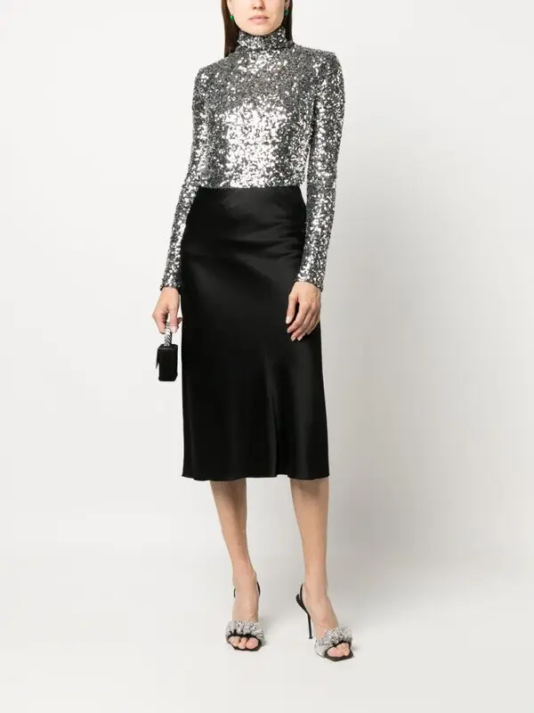 Patrizia Pepe Sequin-embellished High-neck T-shirt