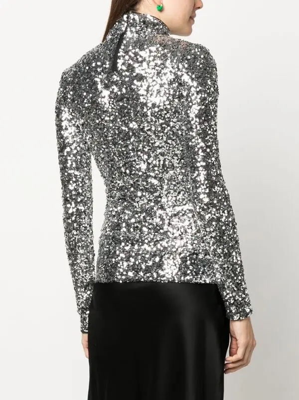 Patrizia Pepe Sequin-embellished High-neck T-shirt
