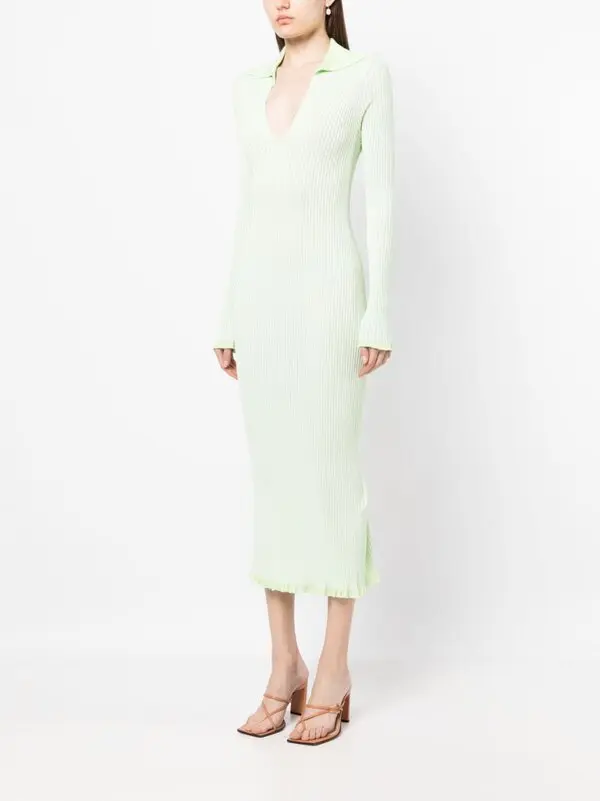 Rosetta Getty Long-Sleeved Ribbed Polo Dress In Green - 40% Off |  Editorialist