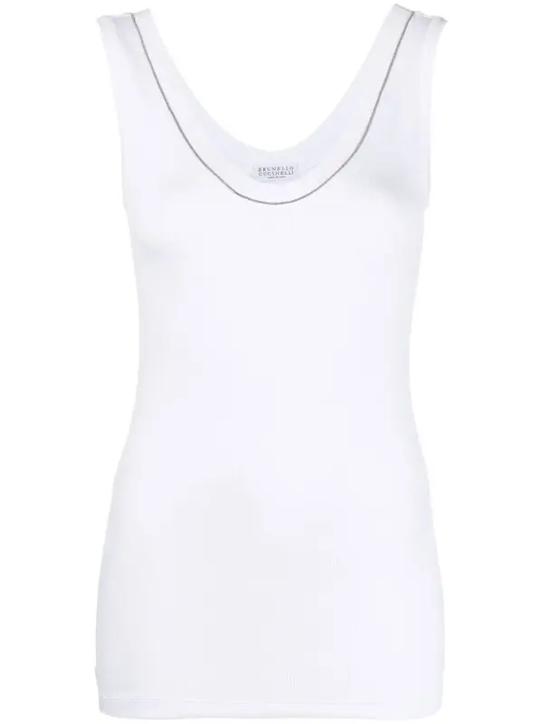 Brunello Cucinelli Embellished Tank Top - White