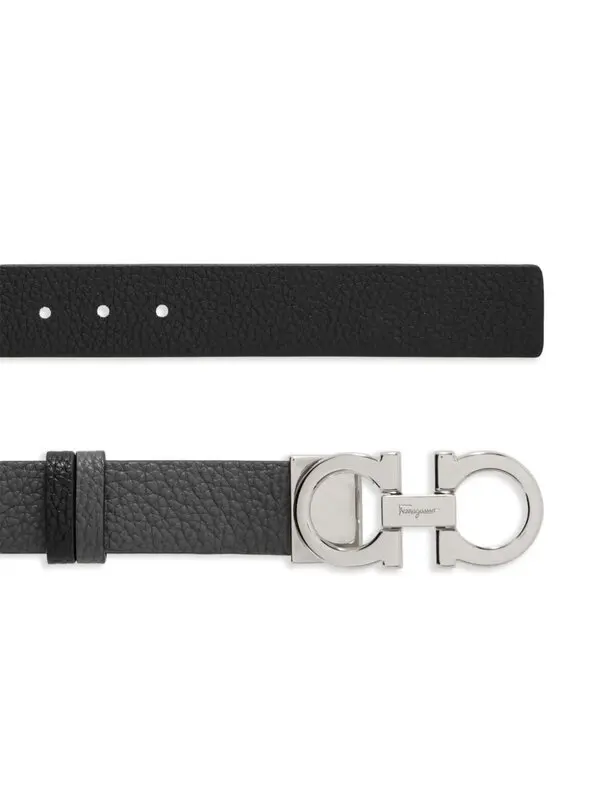 FERRAGAMO Gancini-buckle Leather Belt - Grey