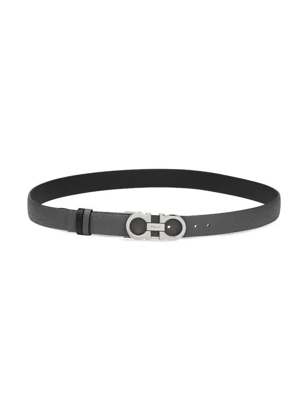 FERRAGAMO Gancini-buckle Leather Belt - Grey