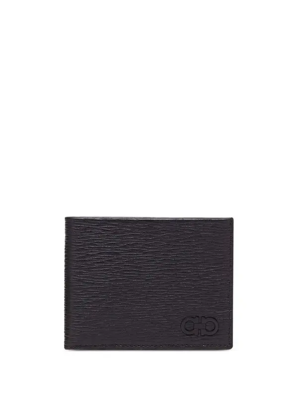 FERRAGAMO Gancini Tonal Logo-plaque Wallet - Black