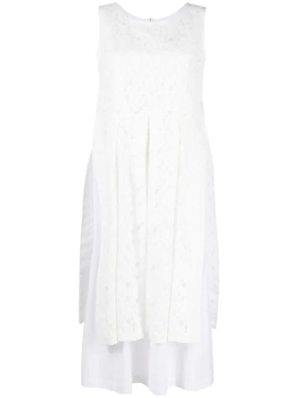 Comme Des Garçons Lace-overlay Midi Dress - White