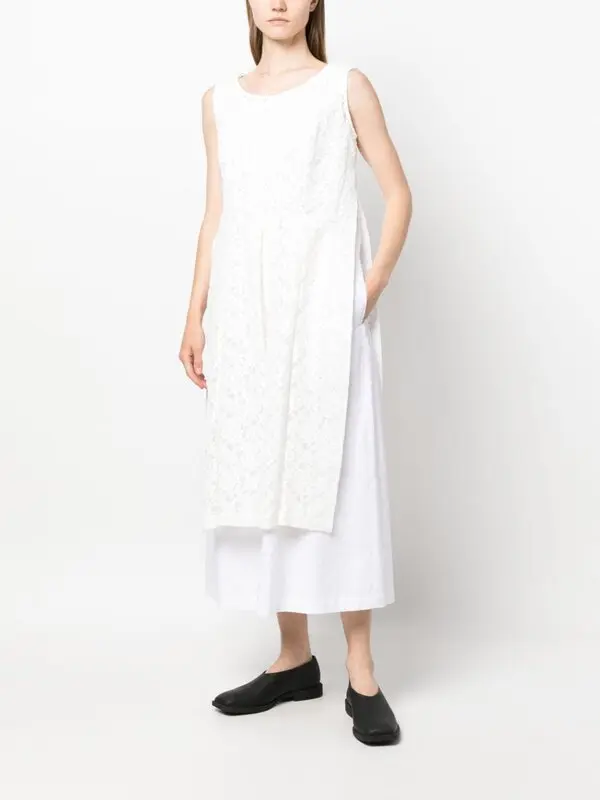 Comme Des Garçons Lace-overlay Midi Dress - White