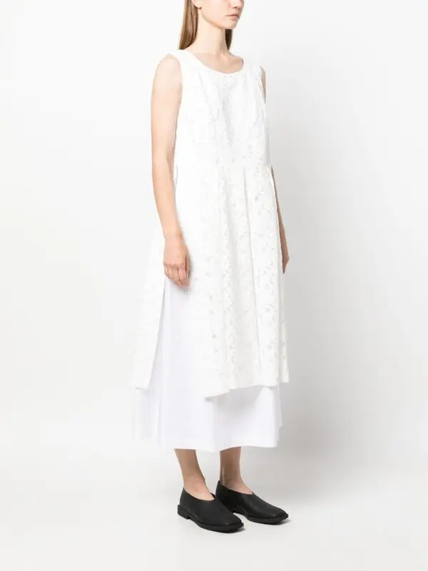 Comme Des Garçons Lace-overlay Midi Dress - White