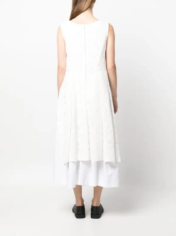 Comme Des Garçons Lace-overlay Midi Dress - White